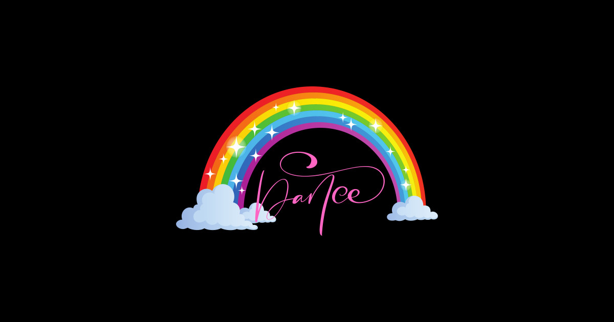 Dance colored script wording on Rainbow sparkle dancer gift - Dance ...