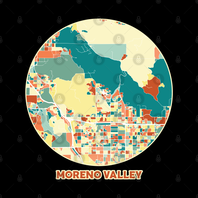 Moreno Valley map in mozaique colors - Moreno Valley - Pin | TeePublic