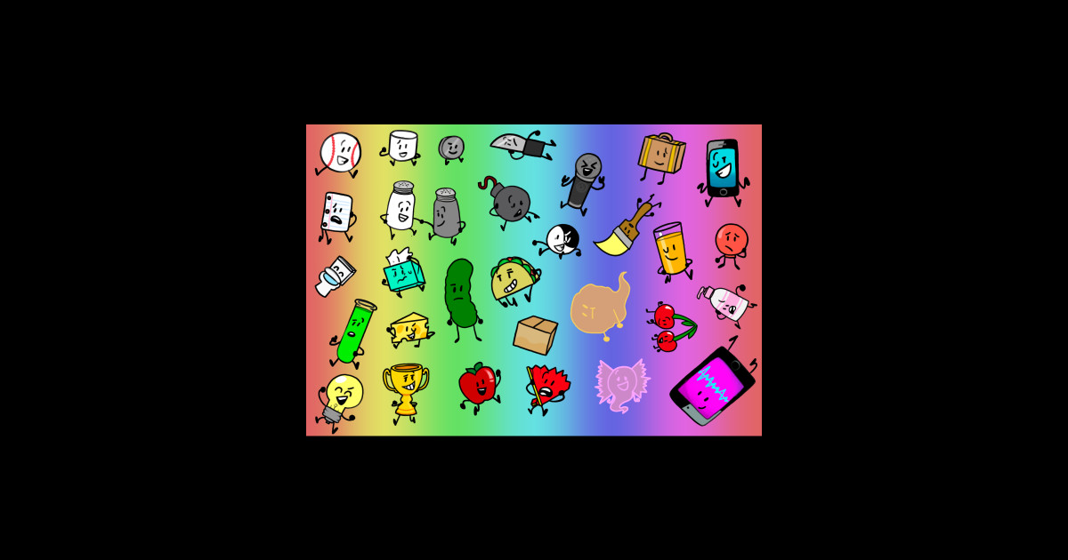 Inanimate Insanity All Characters (Rainbow) - Apple Balloon Baseball ...