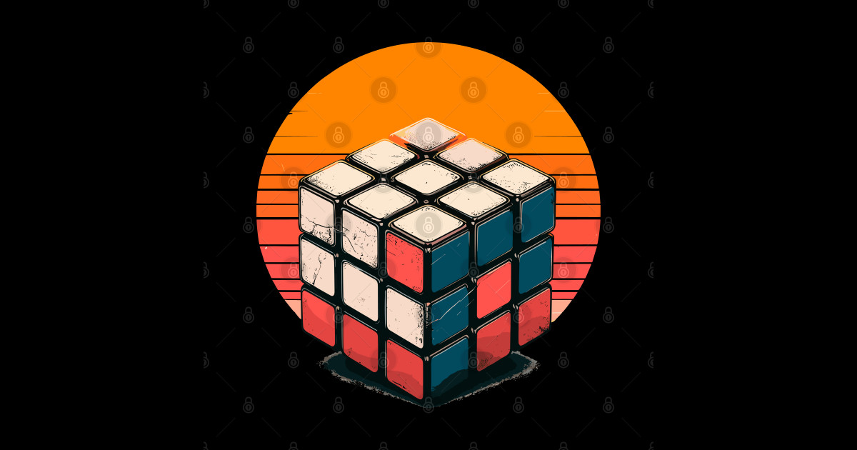 Retro speed cube puzzle - Speed Cube - Sticker | TeePublic