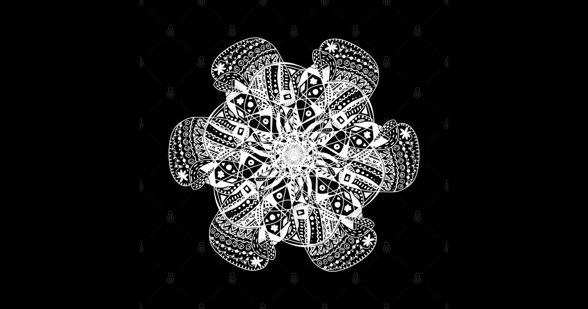 Trendy stylish white color print mandala. Hand drawn illustration ...