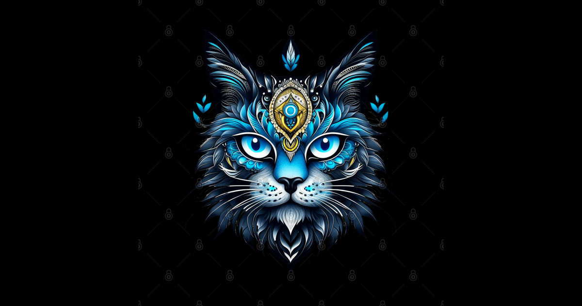 ASTRAL CAT-blue - Astral Cat - Sticker | TeePublic