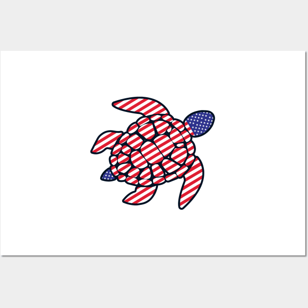 Sea Turtle American Flag Plastic Free Save The Sea USA Turtles America ...