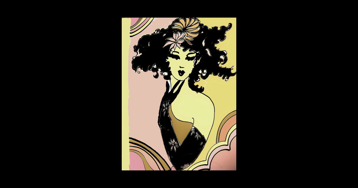 ART DECO OP ART DOLLY GIRL RETRO POSTER PRINT - Floral - Sticker | TeePublic