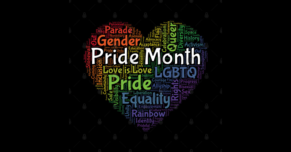 Pride Month Word Art Heart - Pride Month Word Art Heart - Sticker ...