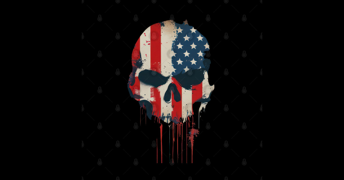 USA Skull Flag - Usa Flag - Sticker | TeePublic
