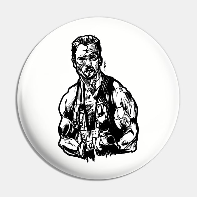 Arnie Commando Chopper Predator Terminator! - Old School - Pin | TeePublic