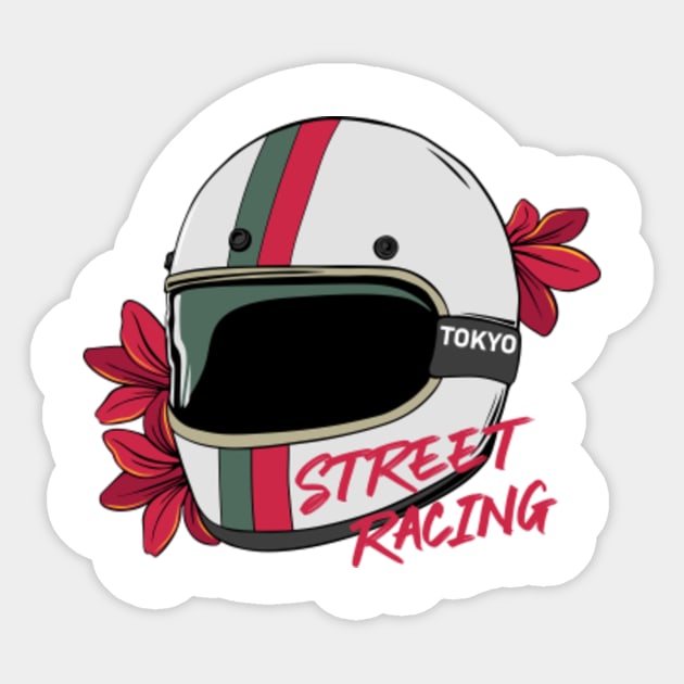 Street Racing - Helmet Skull - Sticker | TeePublic
