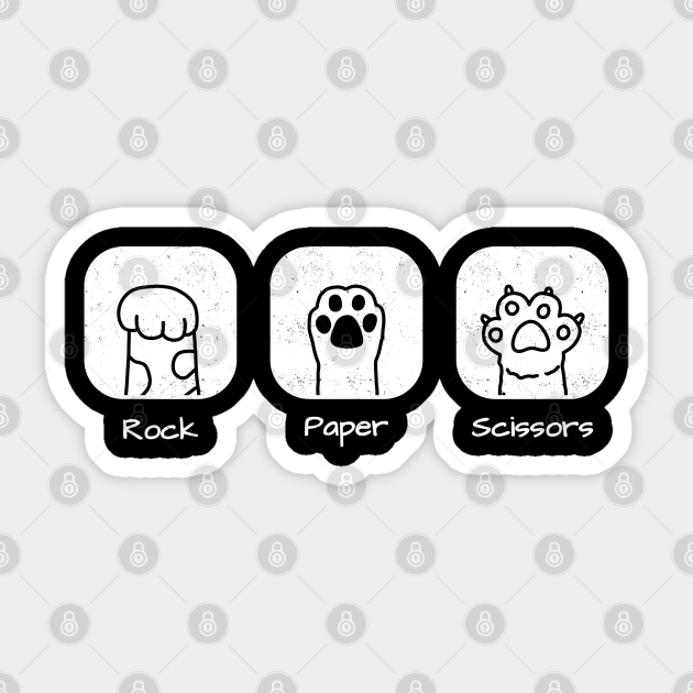 Rock Paper Scissors Cat Paws - Rock Paper Scissors - Sticker | TeePublic
