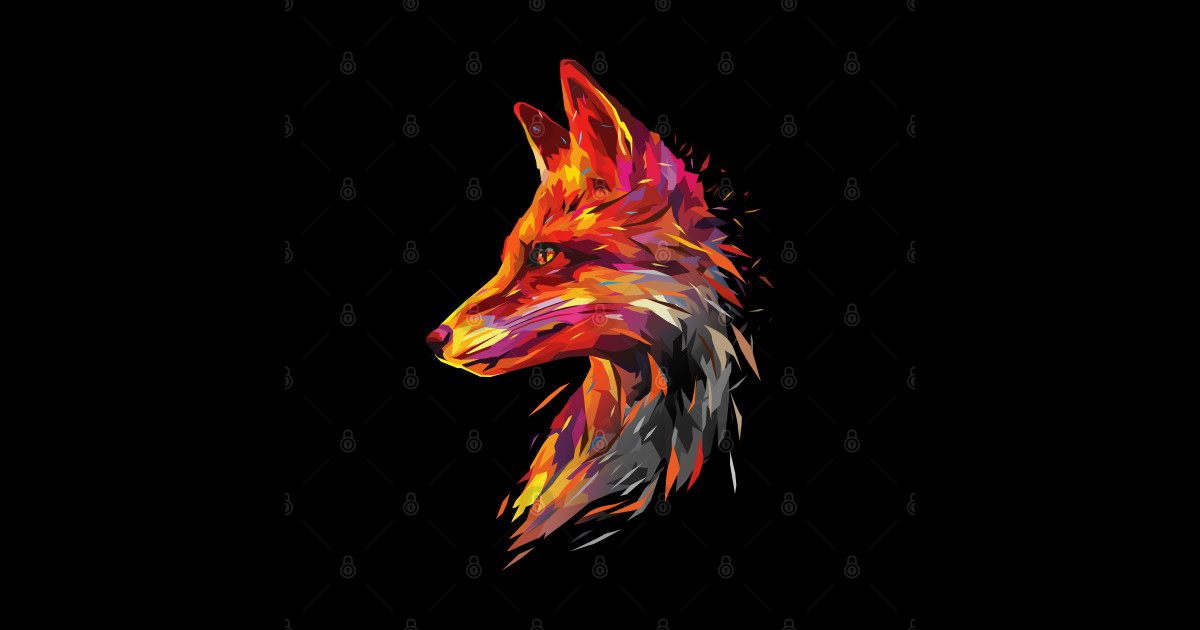 Abstract Flaming Fox - Fox - Sticker | TeePublic