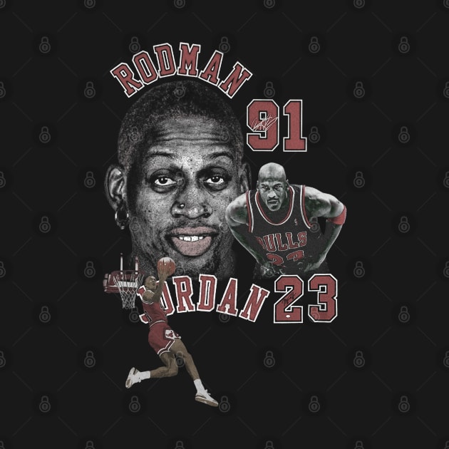 Dennis Rodman Bulls 91 & Michael Jordan 23 Vintage - Dennis Rodman - T ...