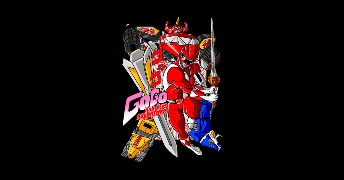 Go Go Rangers Adventure (Red) - Power Rangers - T-Shirt | TeePublic
