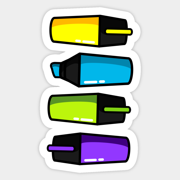 Highlighter Row - Highlighter - Sticker | TeePublic