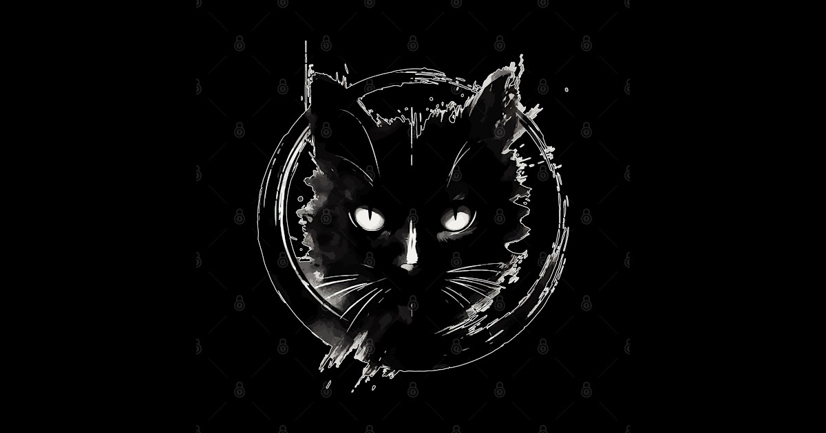 Sumie Enso Art Japanese Brushstroke Black Cat - Enso Circle - Sticker ...