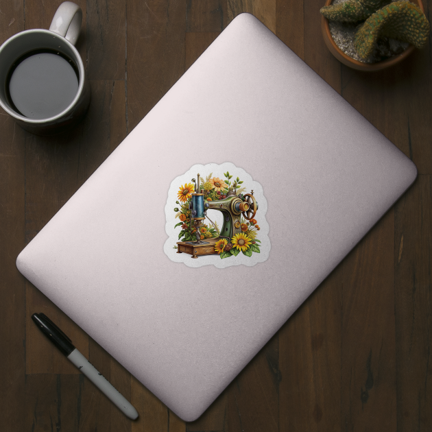 Sewing Machine Operator at Work - Sewing Machine - Sticker | TeePublic