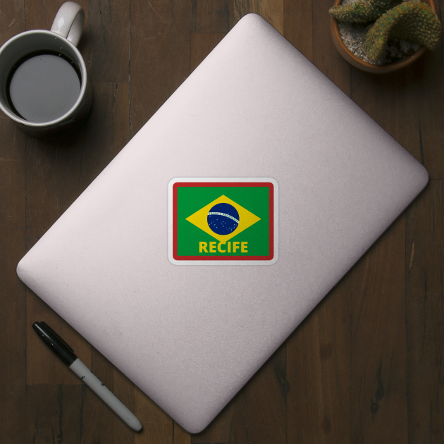 Recife City in Brazilian Flag - Recife - Sticker | TeePublic