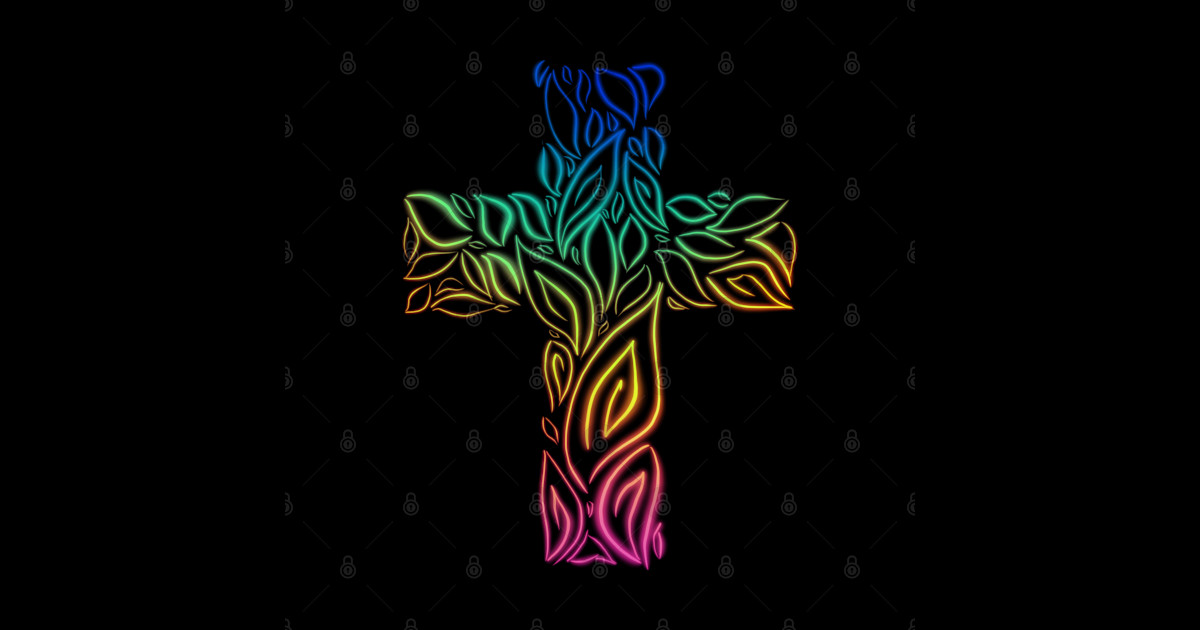 Rainbow Glow Cross - Cross - Sticker | TeePublic