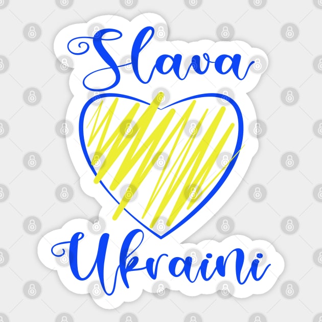 Slava Ukraini Glory to Ukraine heart white - Ukraine - Sticker | TeePublic