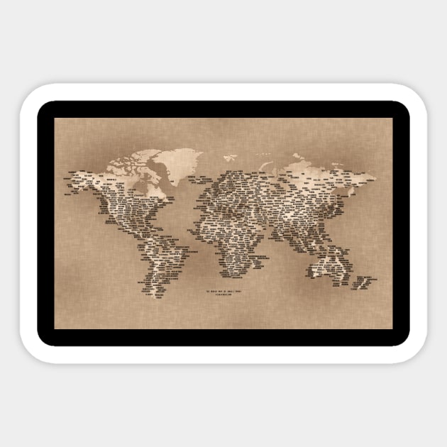 The World Map of Small Towns - World Map - Sticker | TeePublic