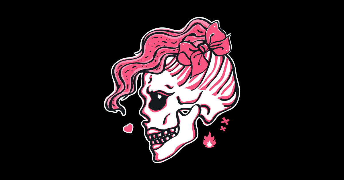 Pink Girl Skull - Skull Girl - Sticker | TeePublic