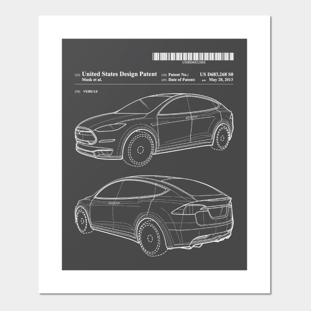 Tesla Model X Body Patent Art - Tesla Model X - Posters and Art Prints ...