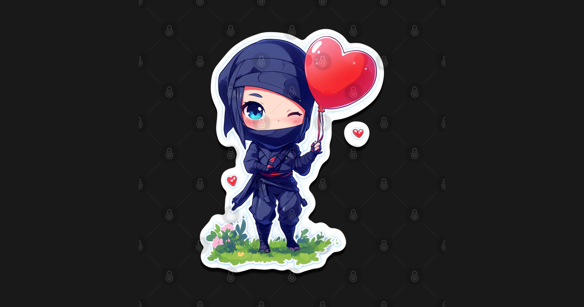 Anime Girl Ninja Heart Balloon Valentine's Day - Anime Ninja Girl - T ...