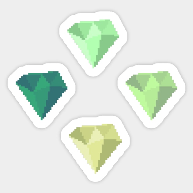 Green Gems Pixel Art - 16bit - Sticker | TeePublic
