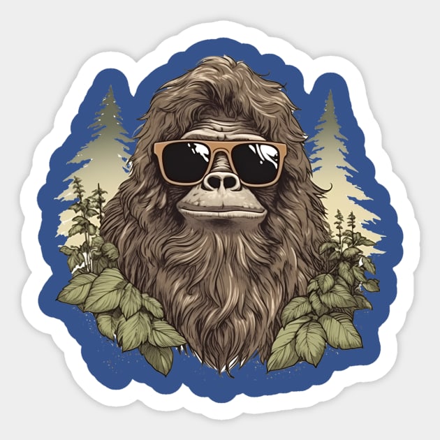 Dope Sasquatch in Nature - Homo Erectus - Sticker | TeePublic