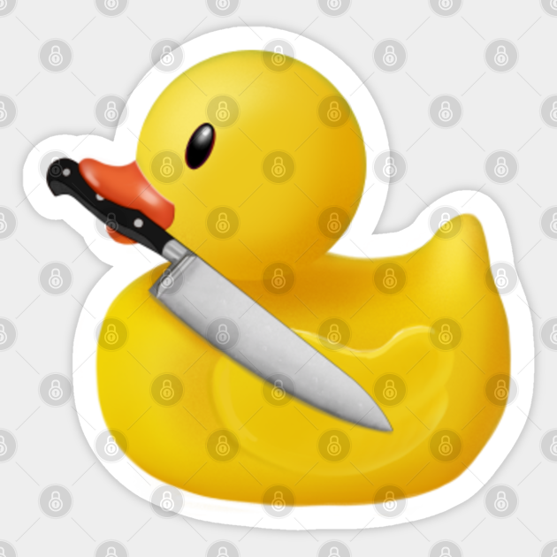 Yellow cute rubber duck with knife - Yellow Duck - Sticker | TeePublic