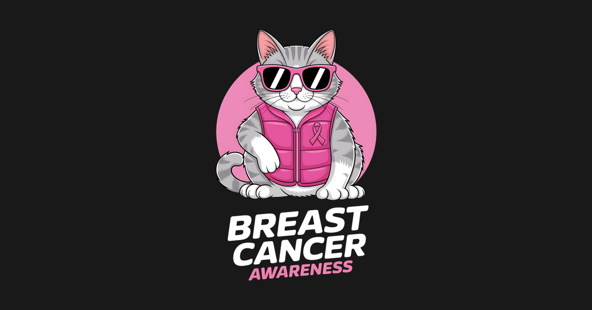 Cat & Pink Ribbon Tattoo Breast Cancer Awareness Day Warrior - Cat Pink ...