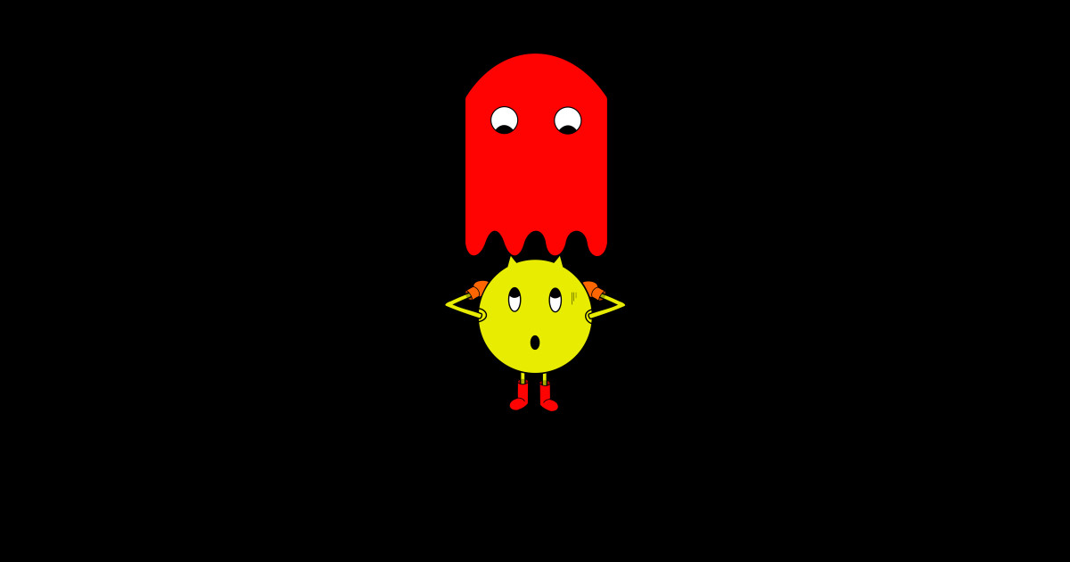 Red ghost chase Pacman - Pacman - Sticker | TeePublic