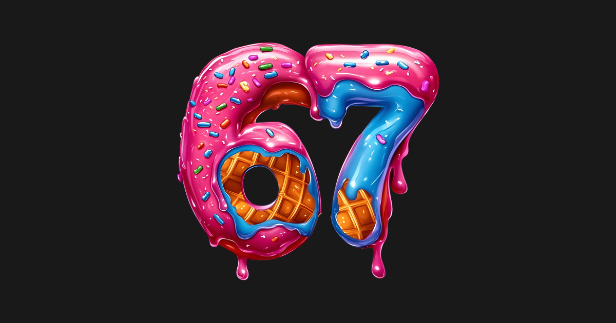 Six Seven Donut Ice Cream Drip 67 - Funny Donut Meme - T-Shirt | TeePublic