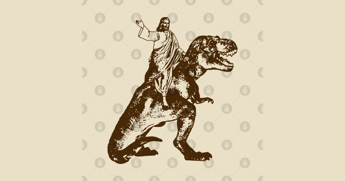 Jesus Riding A Dinosaur - Jesus Meme - T-Shirt | TeePublic
