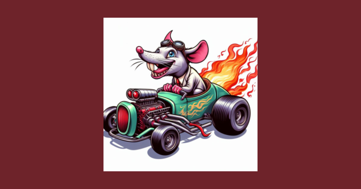 FUNNY RAT ROD CARTOON - Hot Rod Art - T-Shirt | TeePublic
