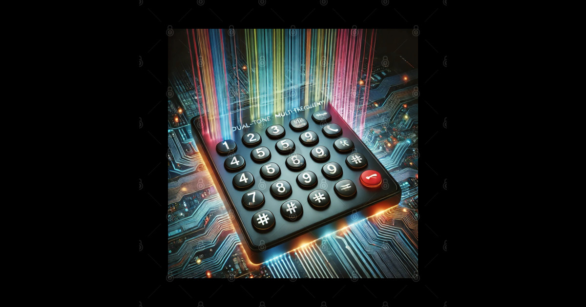 DTMF - Retro Futuristic DTMF Keypad Circuit Board Art - Retro Tech Design - Sticker | TeePublic