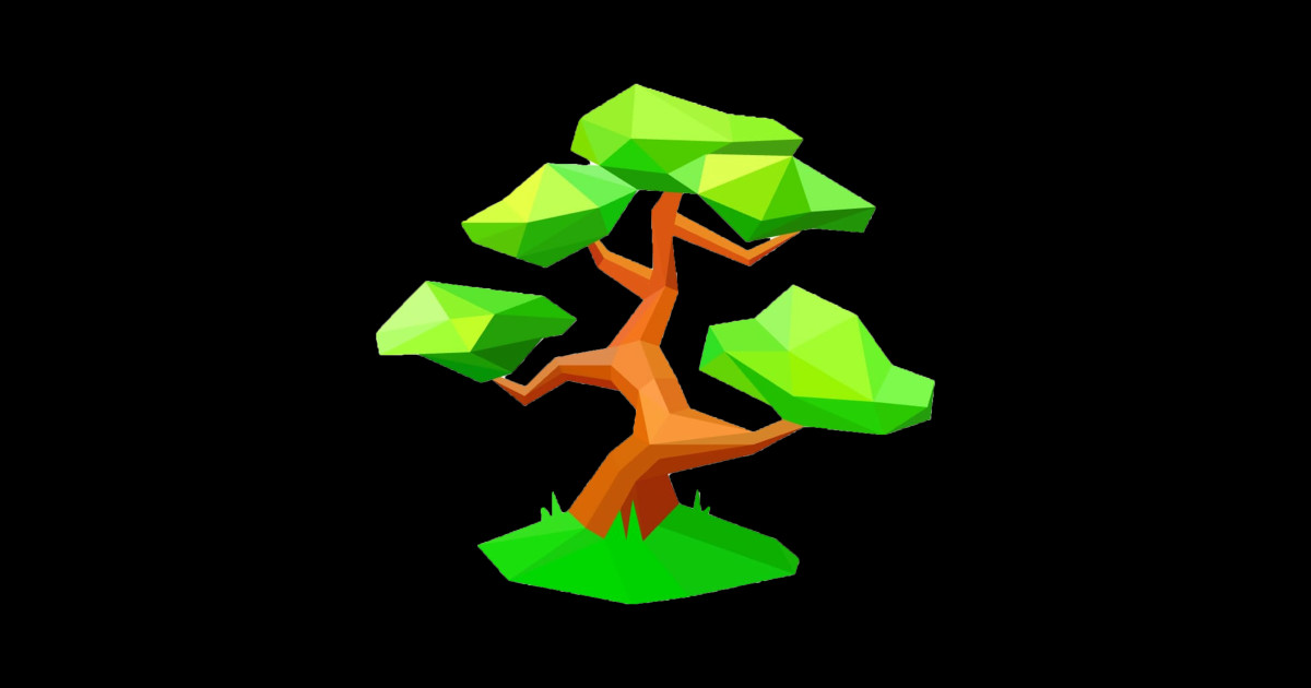 MINIMALISTIC POLYGON BONSAI TREE - Japanese - Sticker | TeePublic