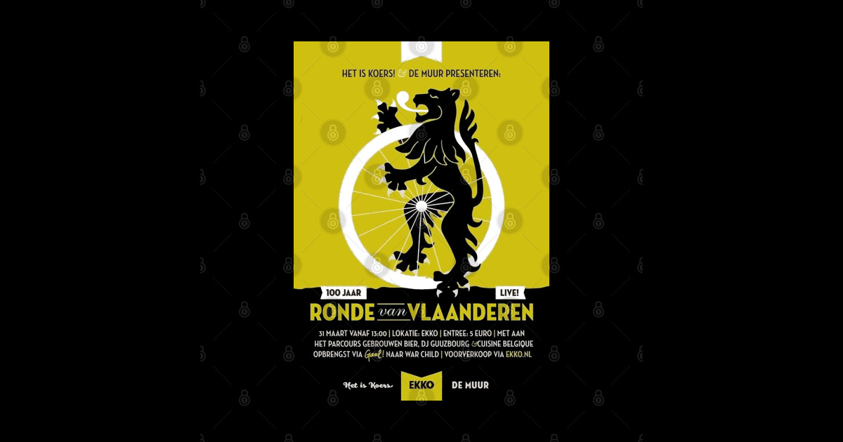 Ronde Van Vlaanderen Tour of Flanders Lion on Wheel Print - Tour ...