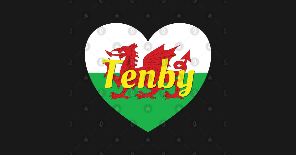 Tenby Wales UK Wales Flag Heart - Tenby - T-Shirt | TeePublic