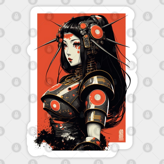 Cyber Japanese Woman Robot - Cyborg - Sticker | TeePublic