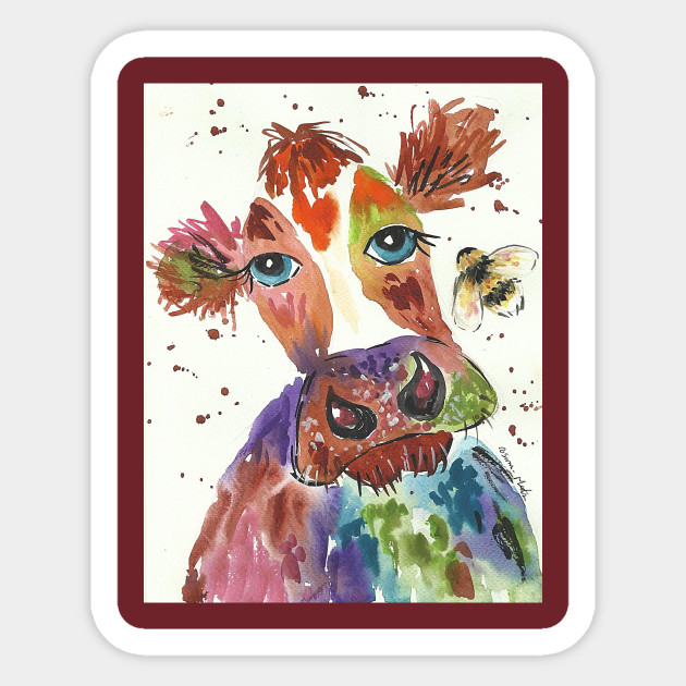 Funny Colourful Coo - Cow - Sticker | TeePublic