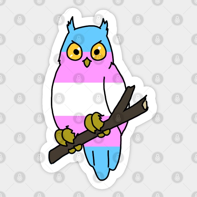 Trans Pride Flag Owl Design - Owl - Sticker | TeePublic