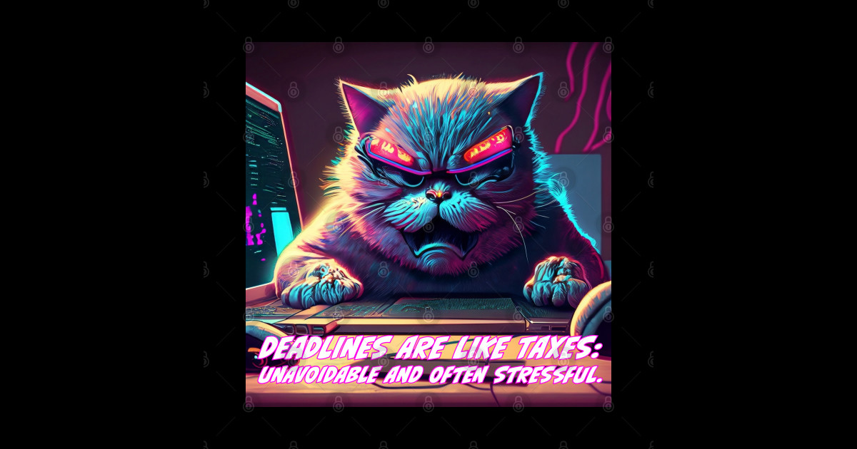 your cat serious working on deadline - Cat Deadline - T-Shirt | TeePublic