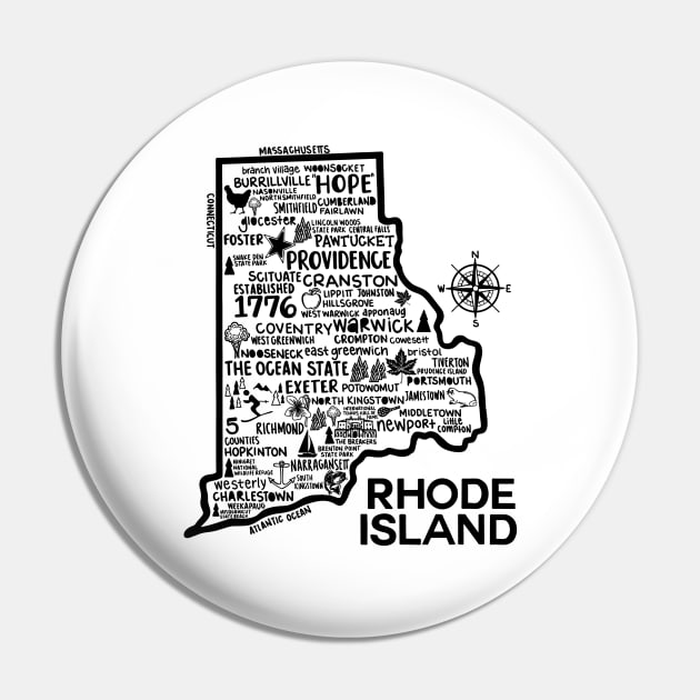 Rhode Island Map - Rhode Island - Pin | TeePublic