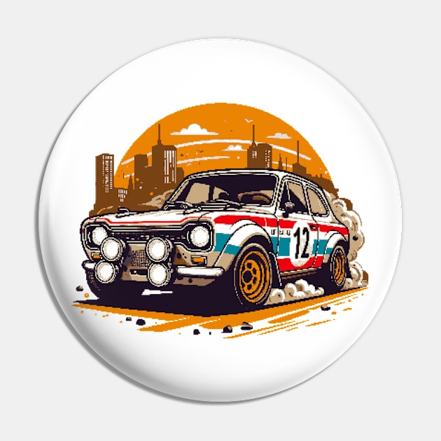 Rally Car Pixel Art - Rally Car - Pin | TeePublic