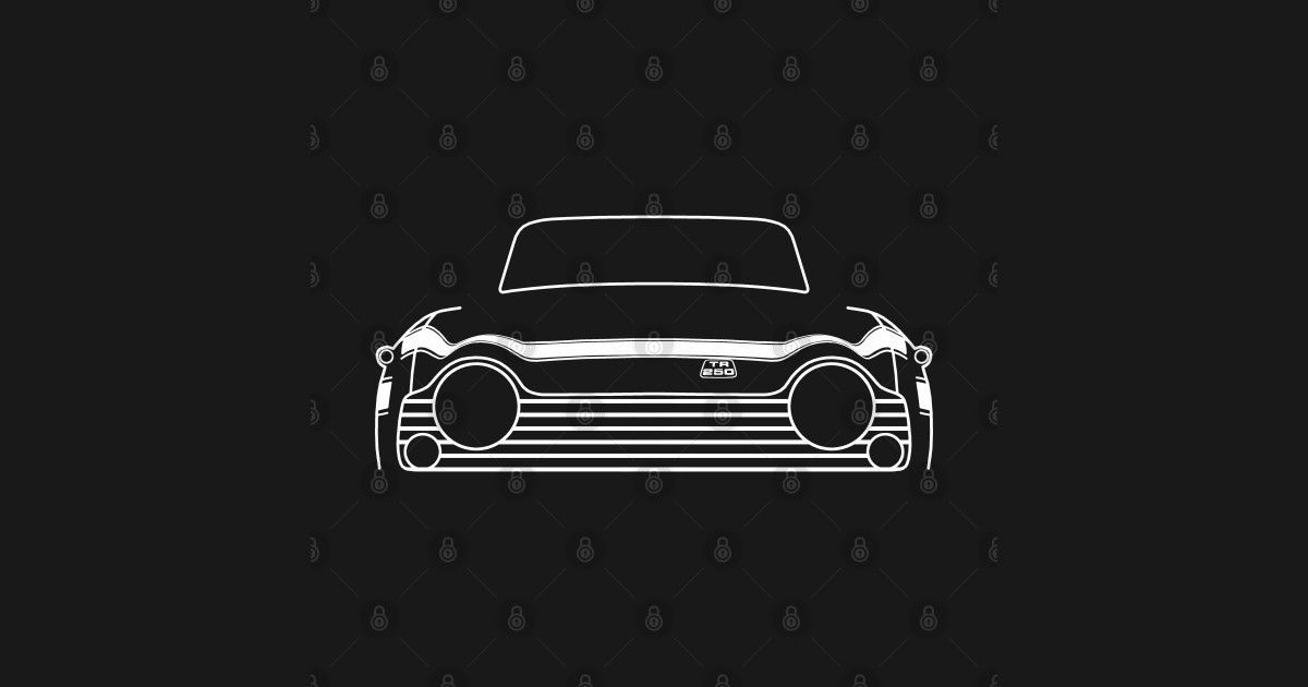 Triumph TR250 classic car outline graphic with stripes (white ...