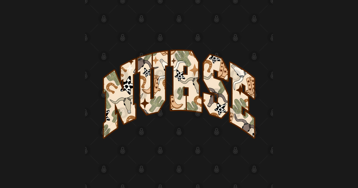 Retro Nurse Country Western Cow Skull Desert Nursing RN - Retro Nurse ...
