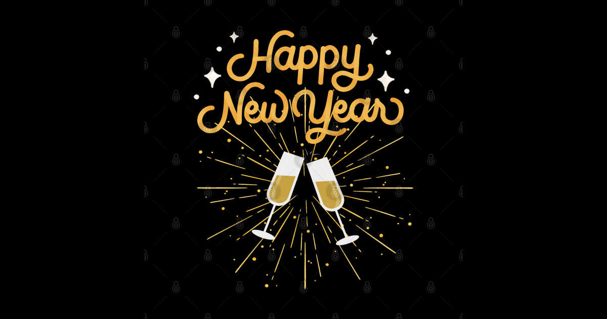Happy New Year Celebration Cheers Wine Glasses Design - Happy New Year ...
