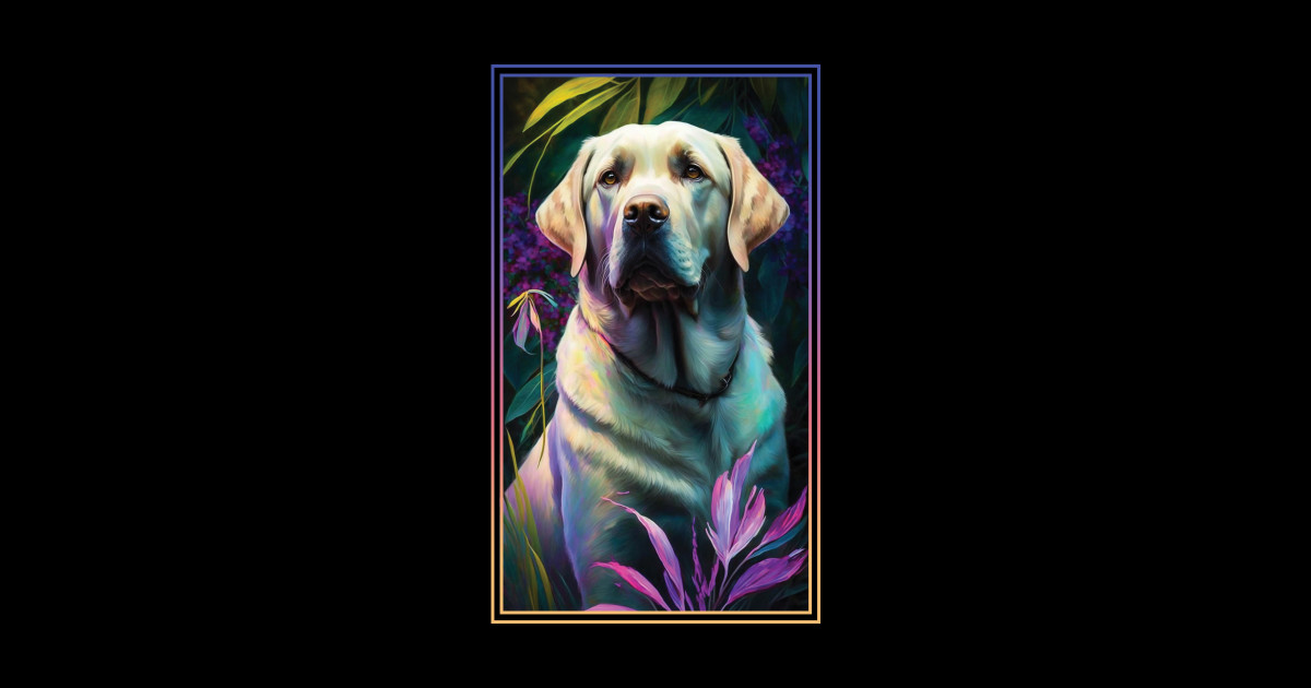 Labrador Retriever Dog Vibrant Tropical Flower Tall Digital Oil ...