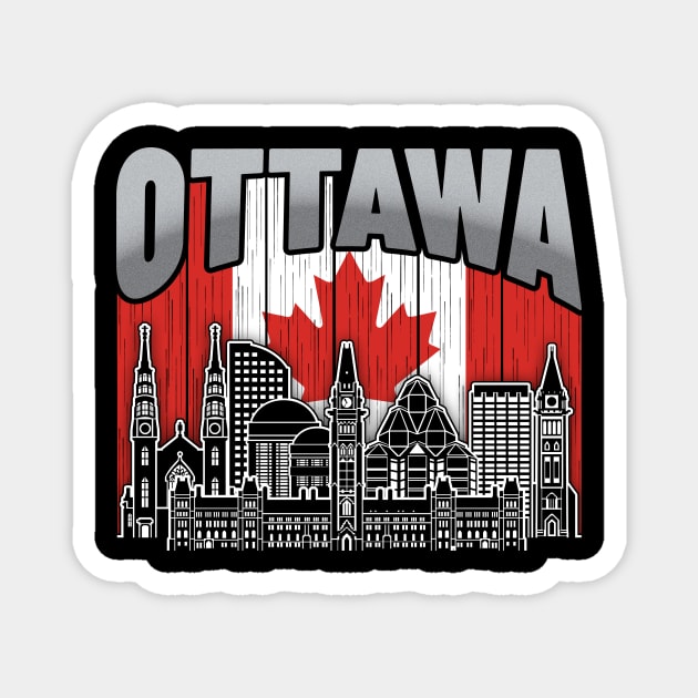 Ottawa Canada Skyline Vintage Canadian Flag - Ottawa - Magnet | TeePublic
