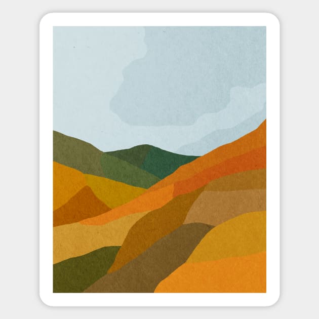 Abstract landscape, Retro, Mid century art - Retro - Sticker | TeePublic